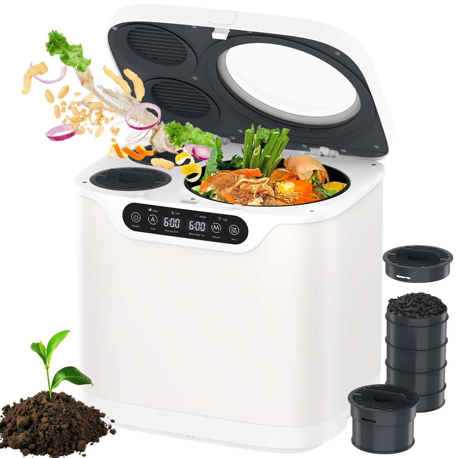 Advwin 4l Electric Composter For Kitchen, Smart Indoor Compost Bin With ...