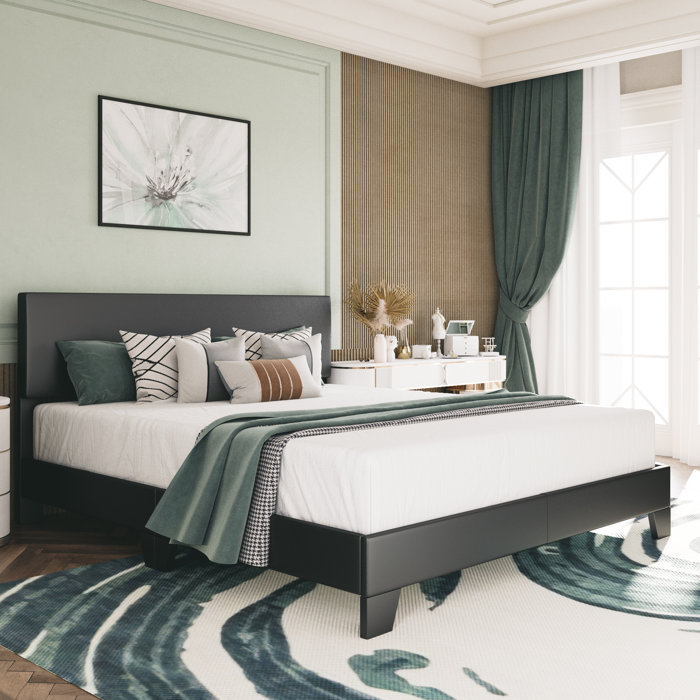 Wade Logan® Avel Simple Rectangular Upholstered Platform bed & Reviews ...