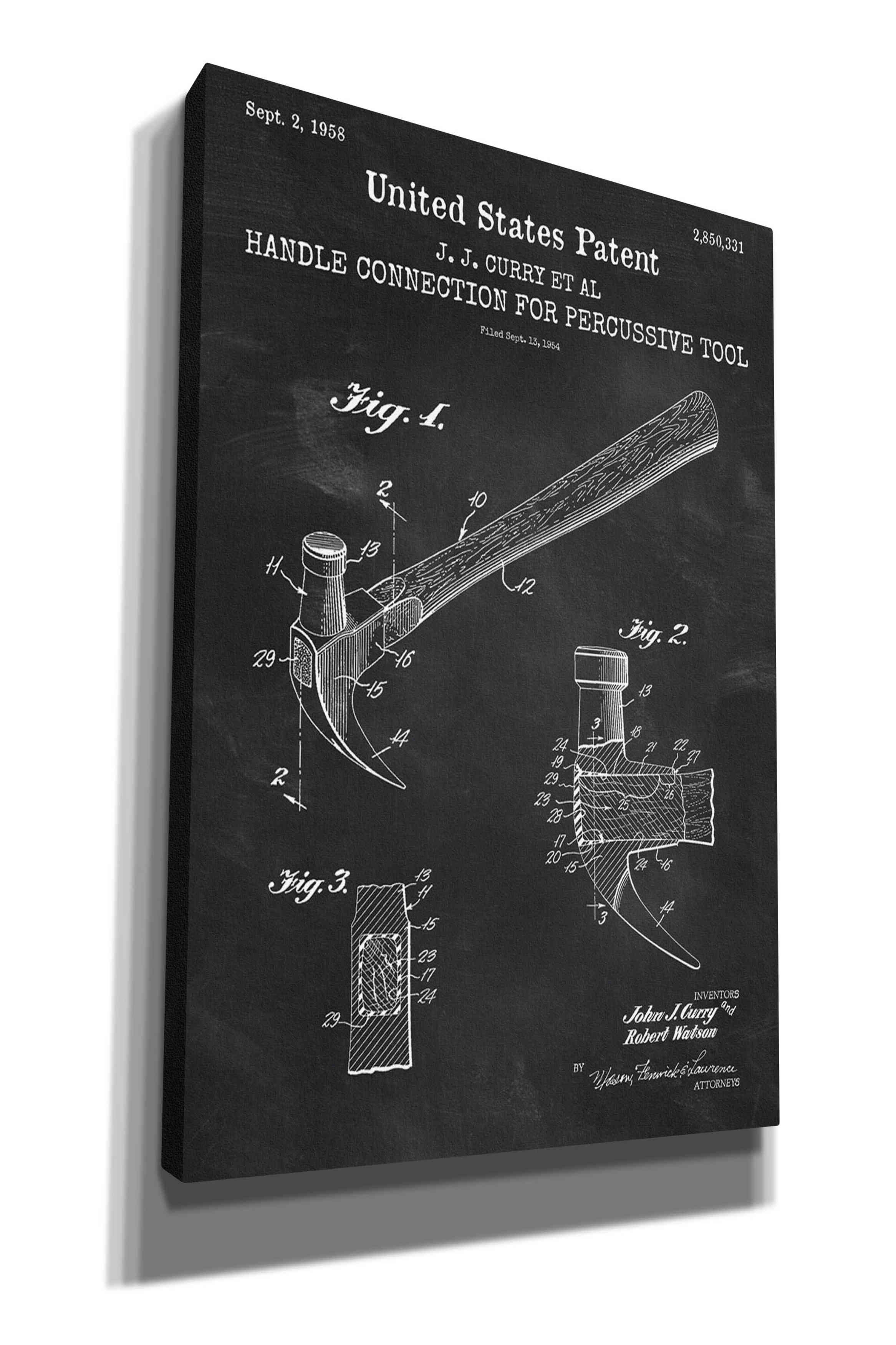 Williston Forge Hammer Blueprint Patent Chalkboard - Wrapped Canvas ...