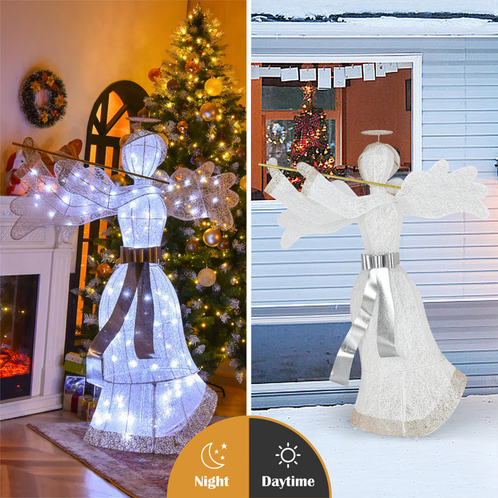 The Holiday Aisle® Angel Christmas Decoration Lighted Display & Reviews ...