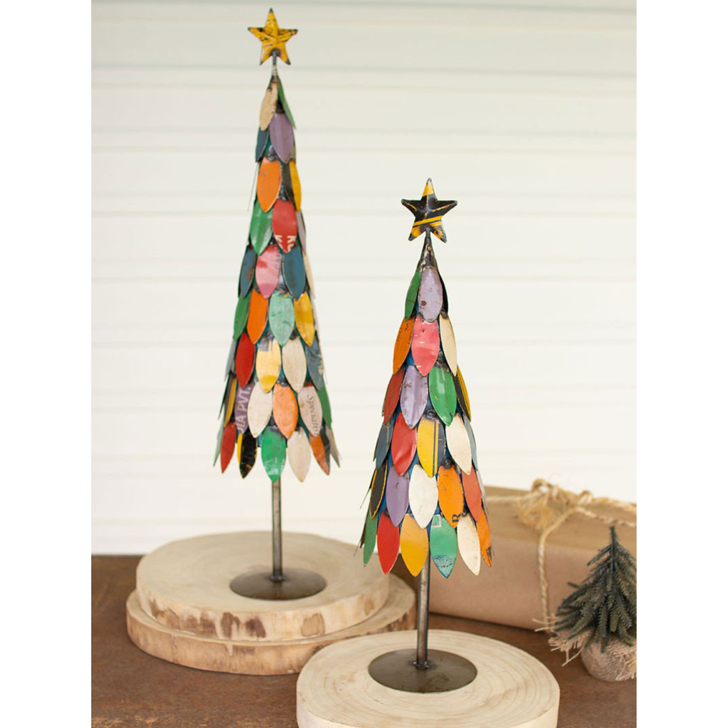 Mercury Row Zebrowski Set of Two Recycled Metal Christmas Trees ...
