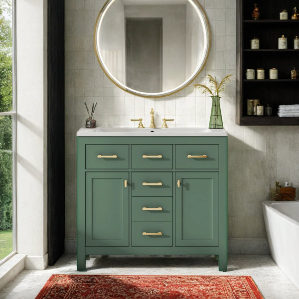 Ebern Designs Soniah 36'' Single Bathroom Vanity with Ceramic Top ...