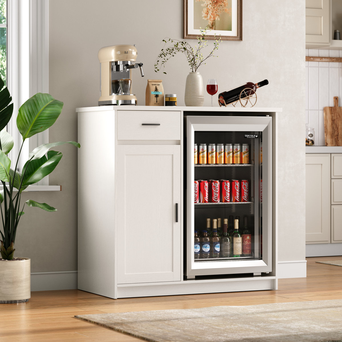 Hokku Designs Mini Fridge Cabinet,Coffee Bar Cabinet With Fridge Space ...