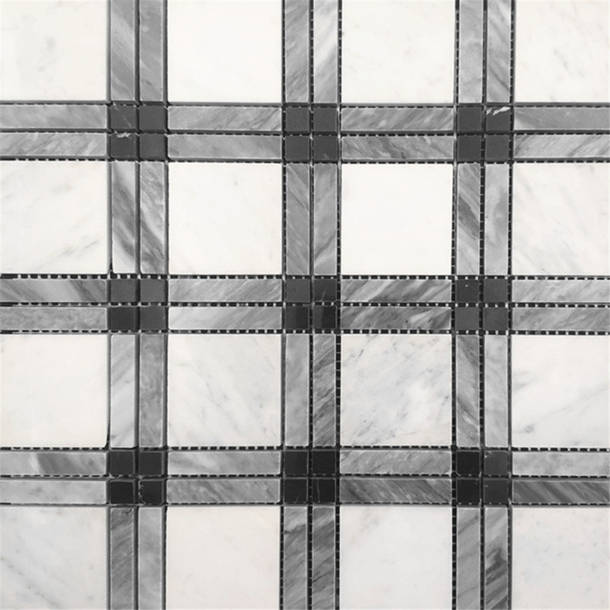 Marble Online 12" x 12" Marble Grid Mosaic Wall & Floor Tile | Wayfair