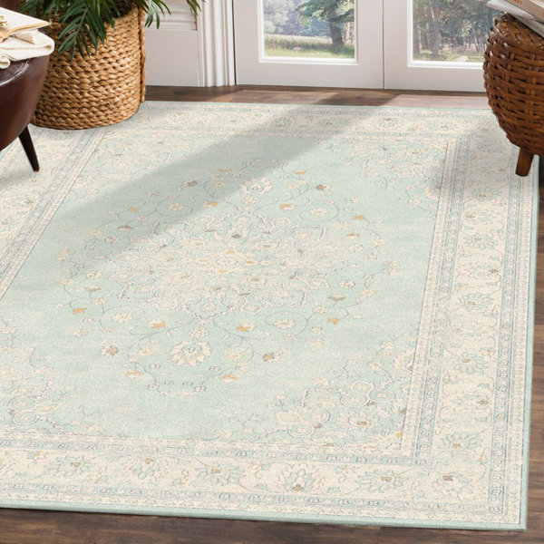 World Menagerie Gorman Floral Machine Woven 99cm X 139cm Area Rug ...