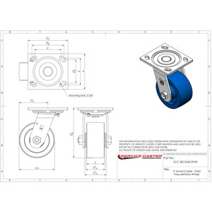Service Caster 4 Piece Polyurethane Caster Set with Roller Bearings ...