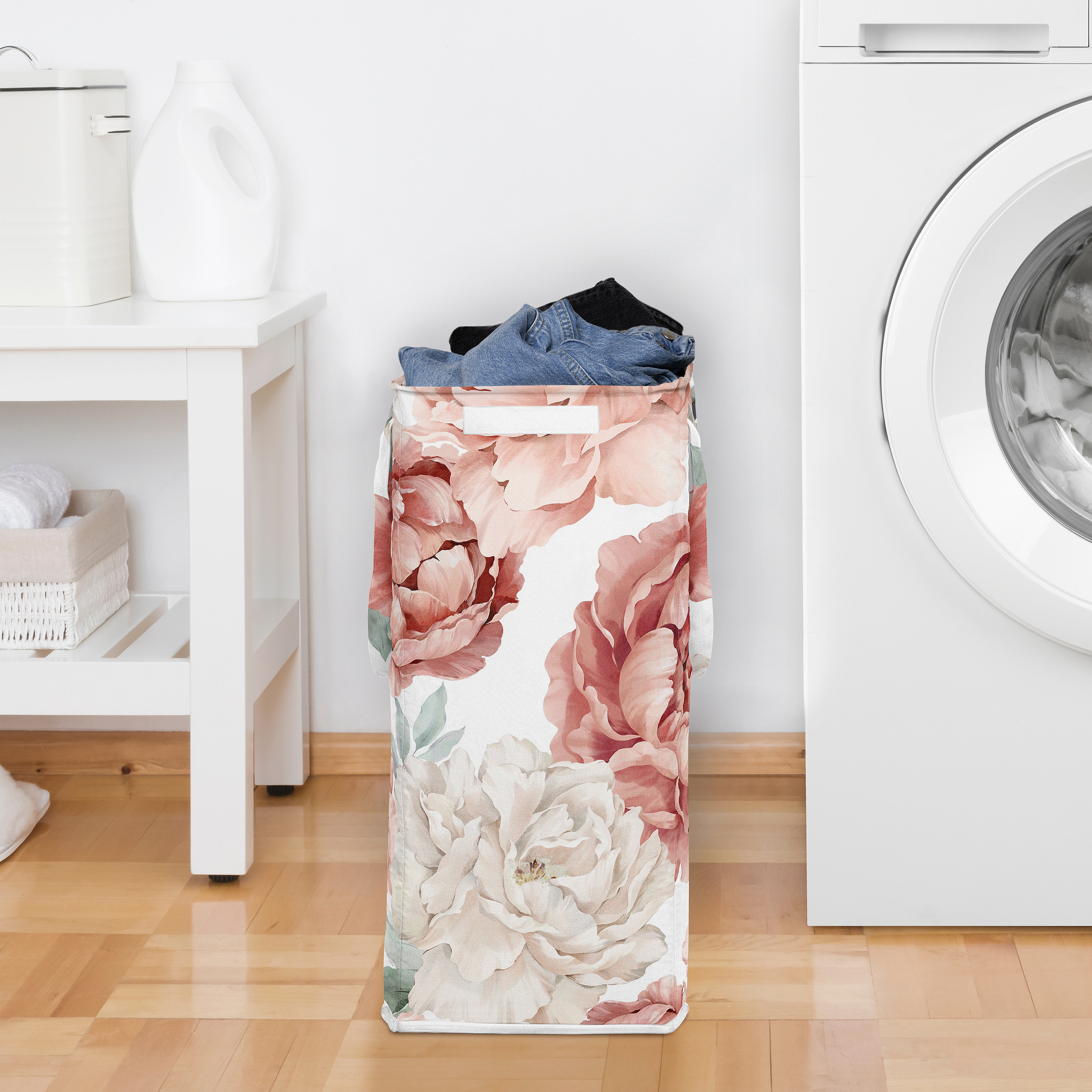 Sweet Jojo Designs Peony Floral Garden Pink and Ivory Foldable Laundry ...