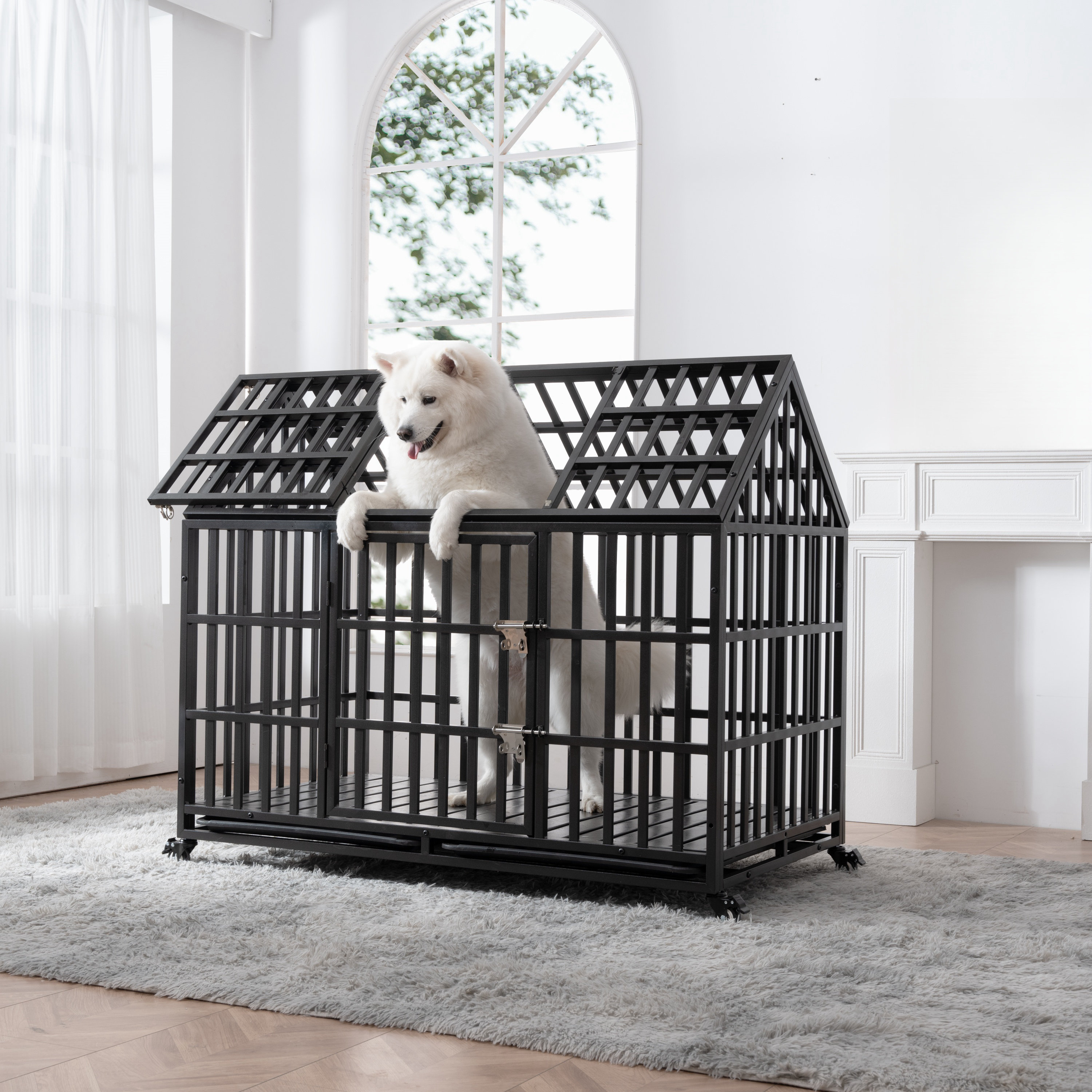 Tucker Murphy Pet™ Heavy Duty Dog Crate Large Dog Cage Strong Metal Dog ...