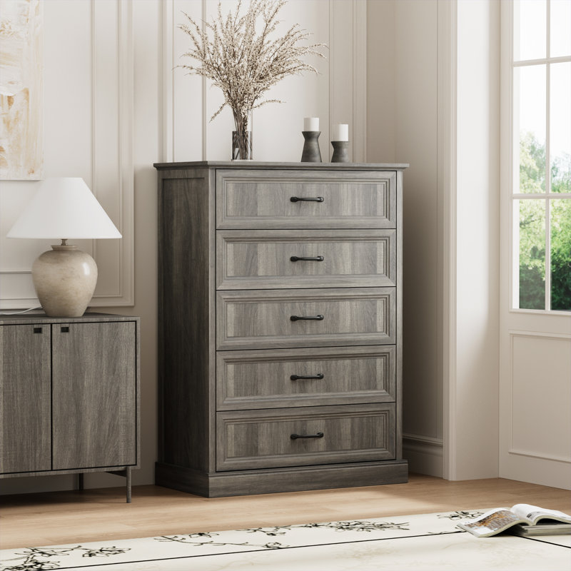 JOZZBY Modern 5 Drawer Dresser, Tall Chest for Bedroom,Anti-Tip Device ...