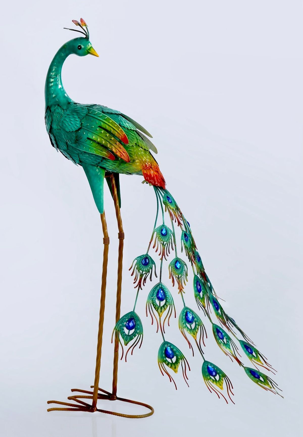 Bayou Breeze Momea Peacock with Tail down Garden Statue | Wayfair