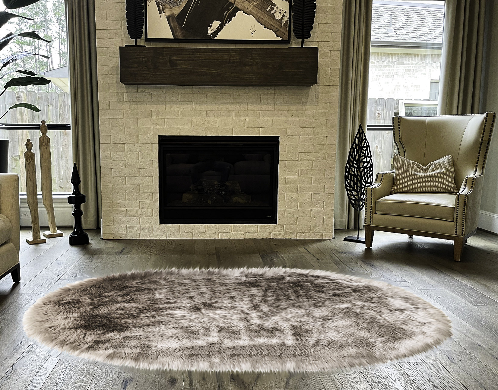 Everly Quinn Eternity Shag Faux Sheepskin Oval Rug In Camel - Wayfair ...