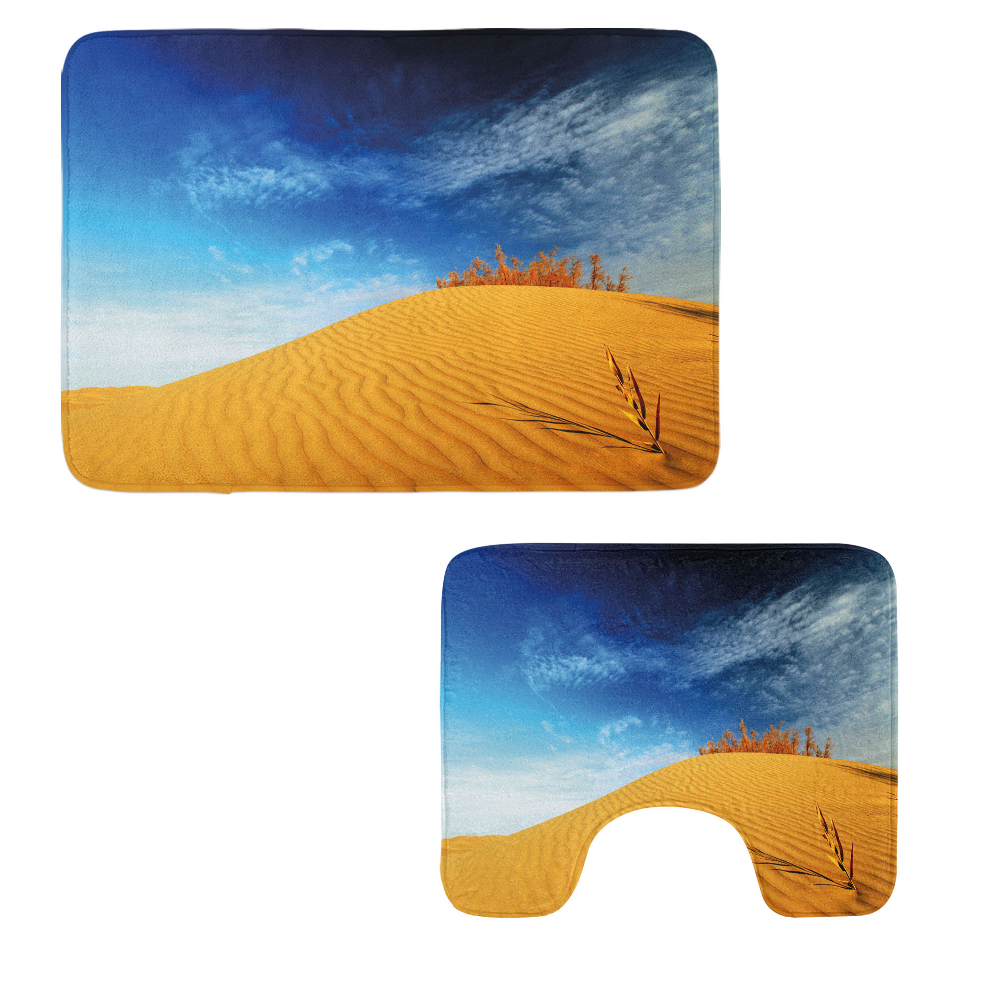 East Urban Home Landscape Bathroom Rug Set 2 Pieces Rectangle & Contour ...