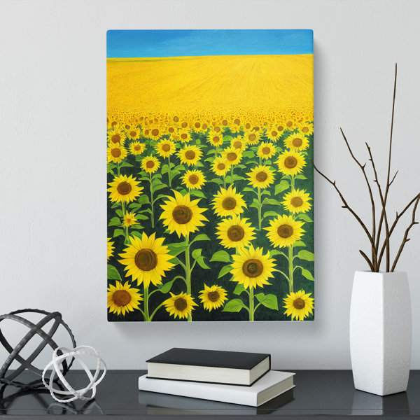 Brambly Cottage Ravena Sunny Sunflower Field - Wrapped Canvas Print ...