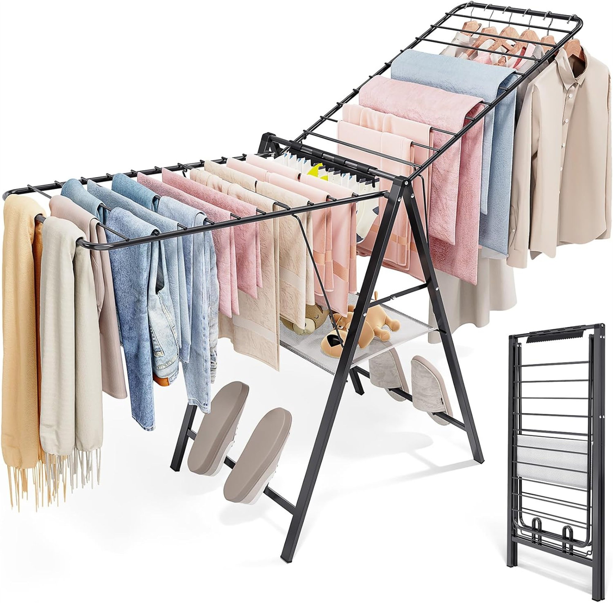 doitbest Foldable Metal Drying Rack - Height Adjustable For Indoor ...