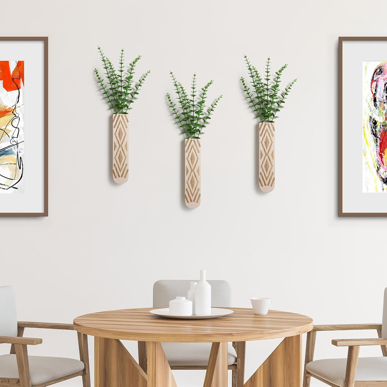 Loon Peak 3 Pack Geometric Hanging Planter, Stylish Wood Vase For Decor ...