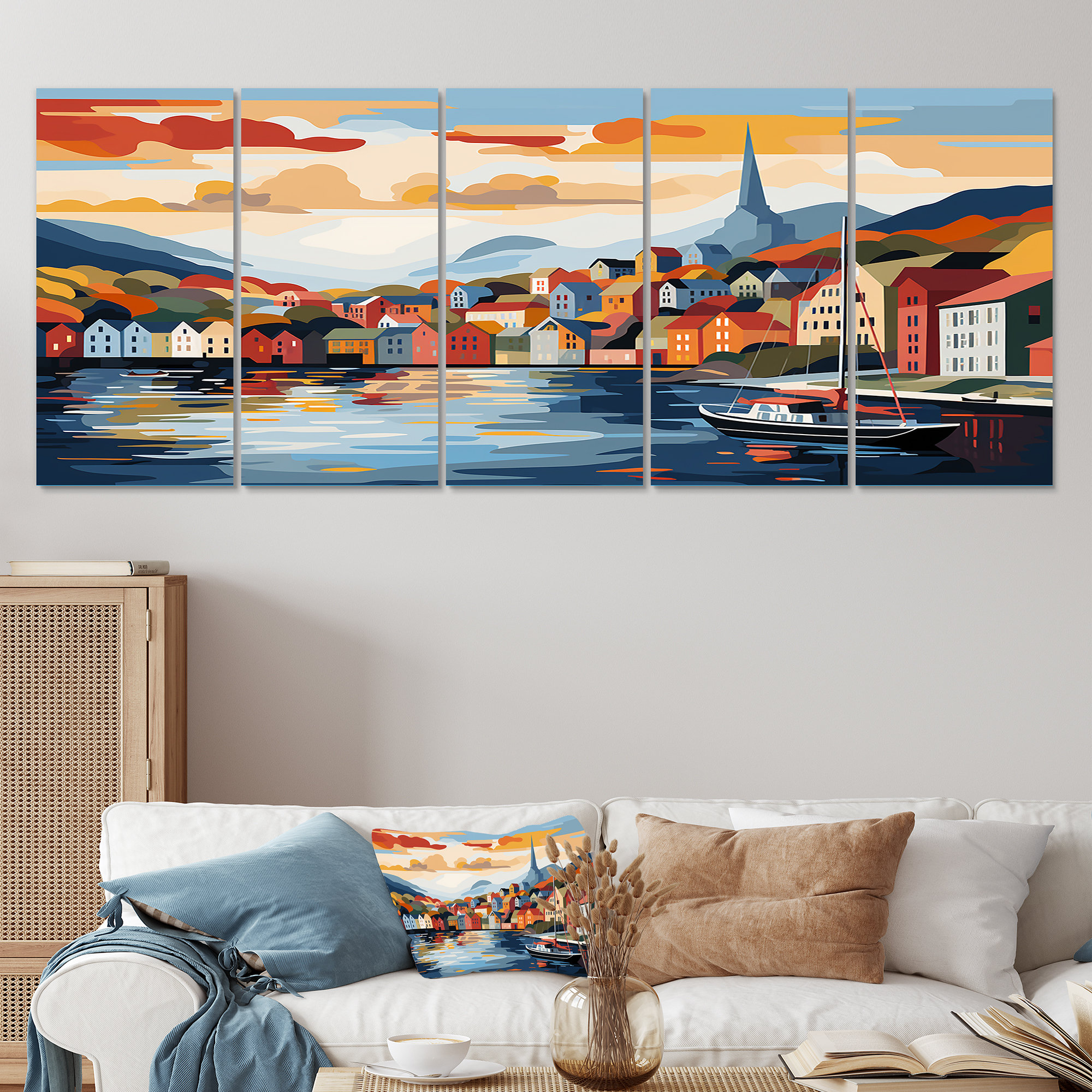 Lark Manor™ Iceland Reykjavik Landscape I - Coastal Port 5 Piece Wall ...