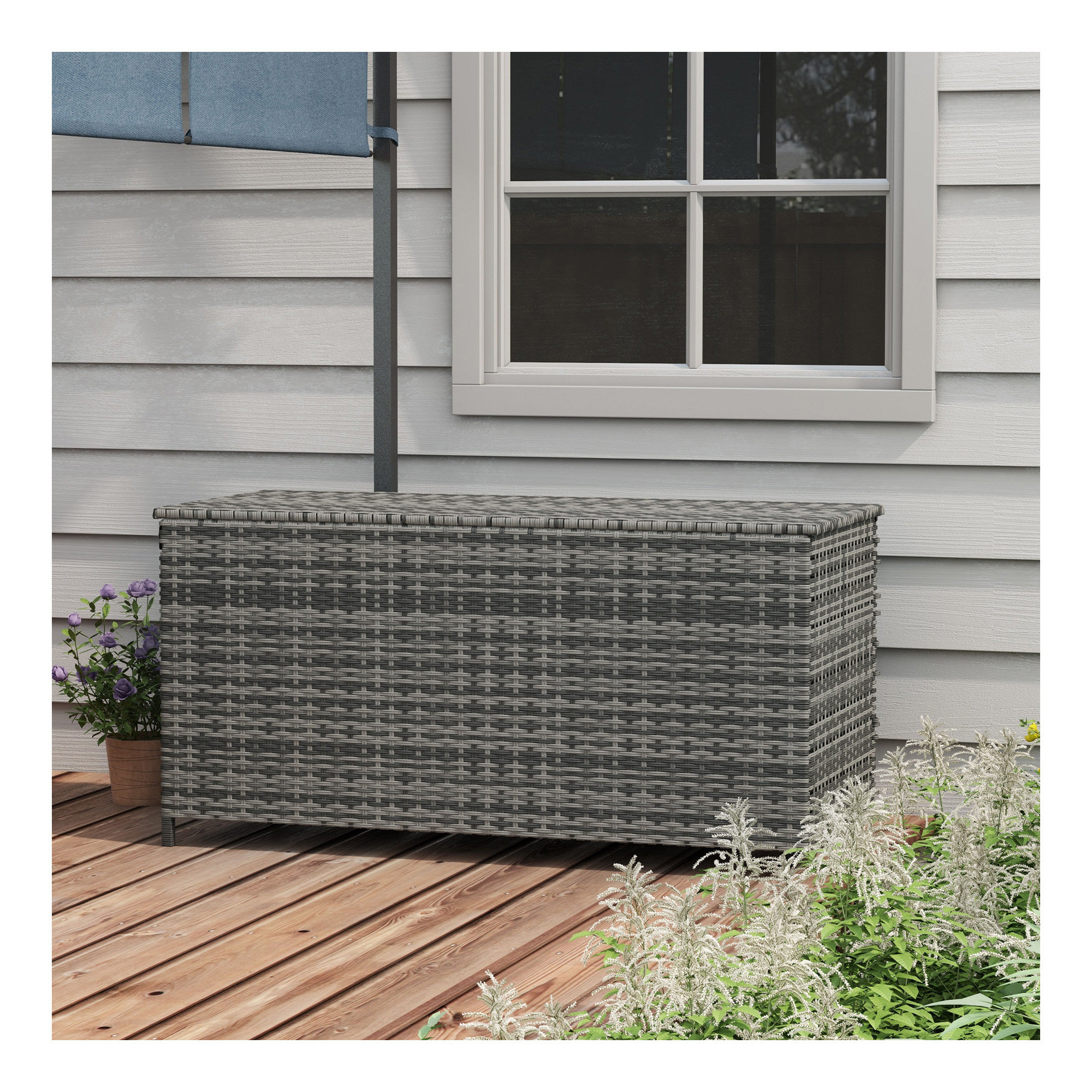 Taroo Clocks Outsunny 83 Gallon Deck Box, Large Outdoor Storage Chest ...