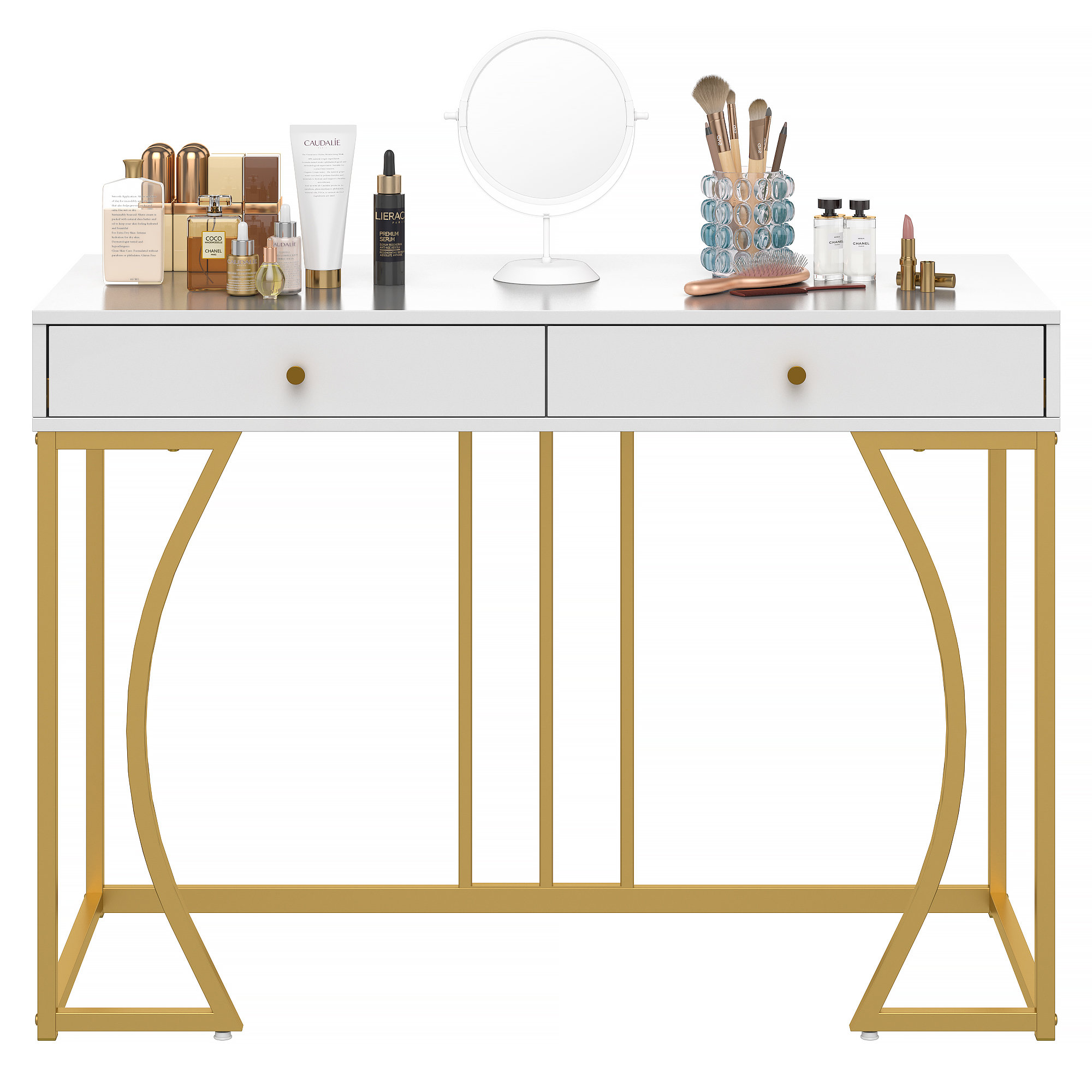 Ivy Bronx Nureen Makeup Vanity With Drawers & Reviews | Wayfair