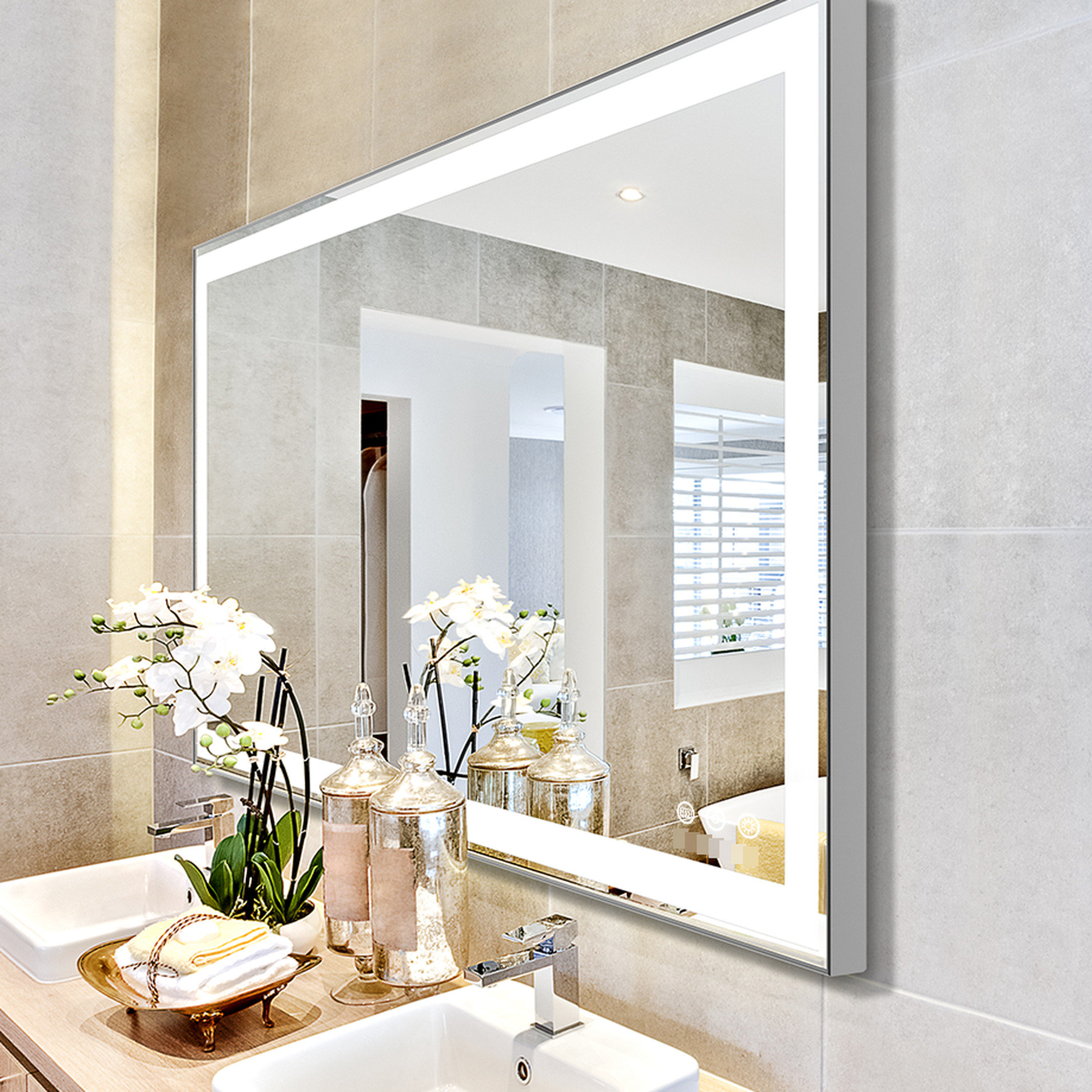 Hokku Designs 48X36 Inch Bathroom Vanity Mirror - Led Wall Mounted, Fog ...