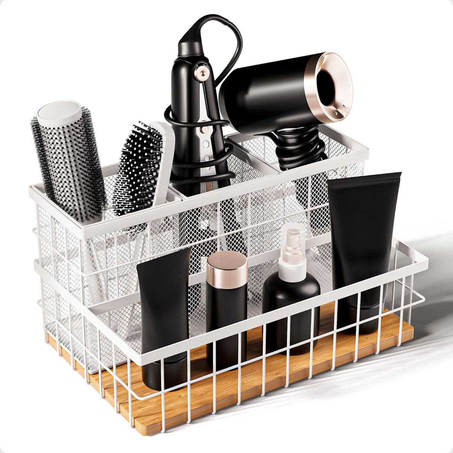 17 Stories Hair Tool Organizer Countertop , Breathable Metal, Bamboo ...