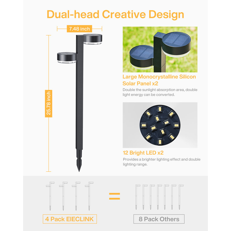 KOOPER Matte Black Solar Pathway Light, Super Bright Solar Light ...