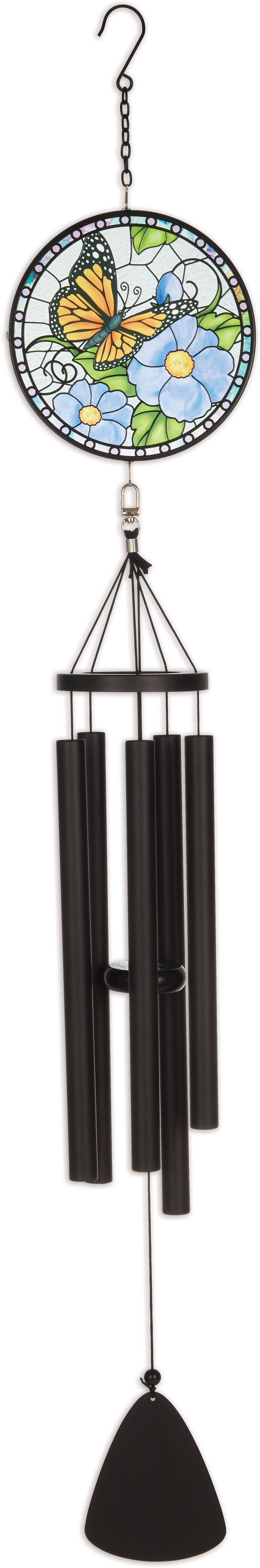 August Grove 40 inch Butterfly Stain Glass Wind Chime ...