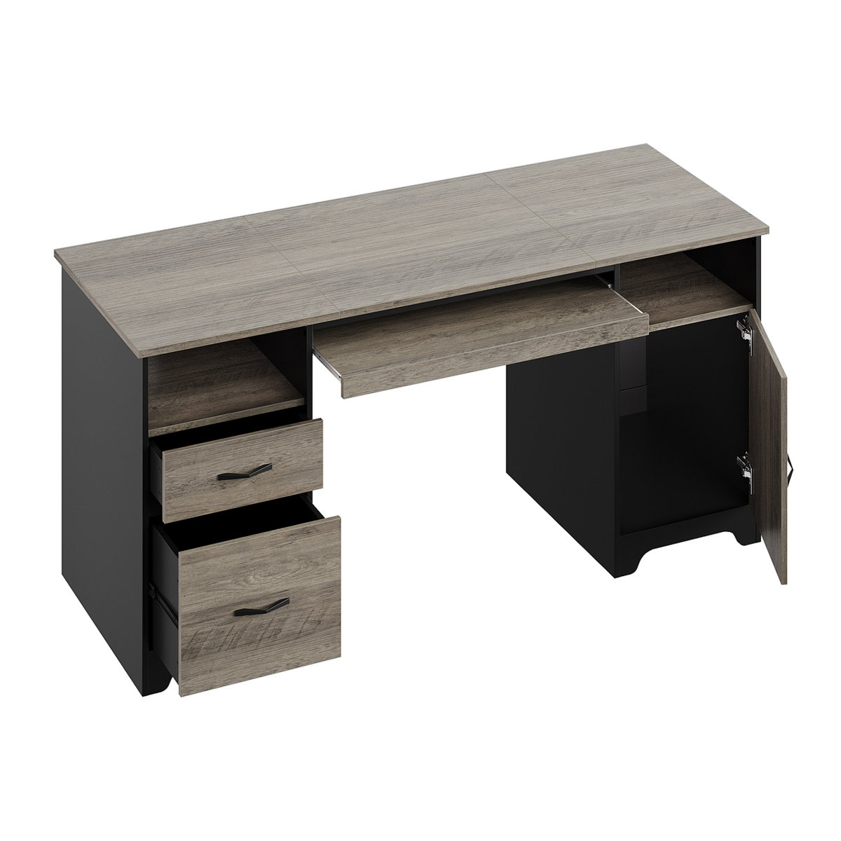 17 Stories Daylie 59'' Executive Desk with File and Storage Drawers and ...