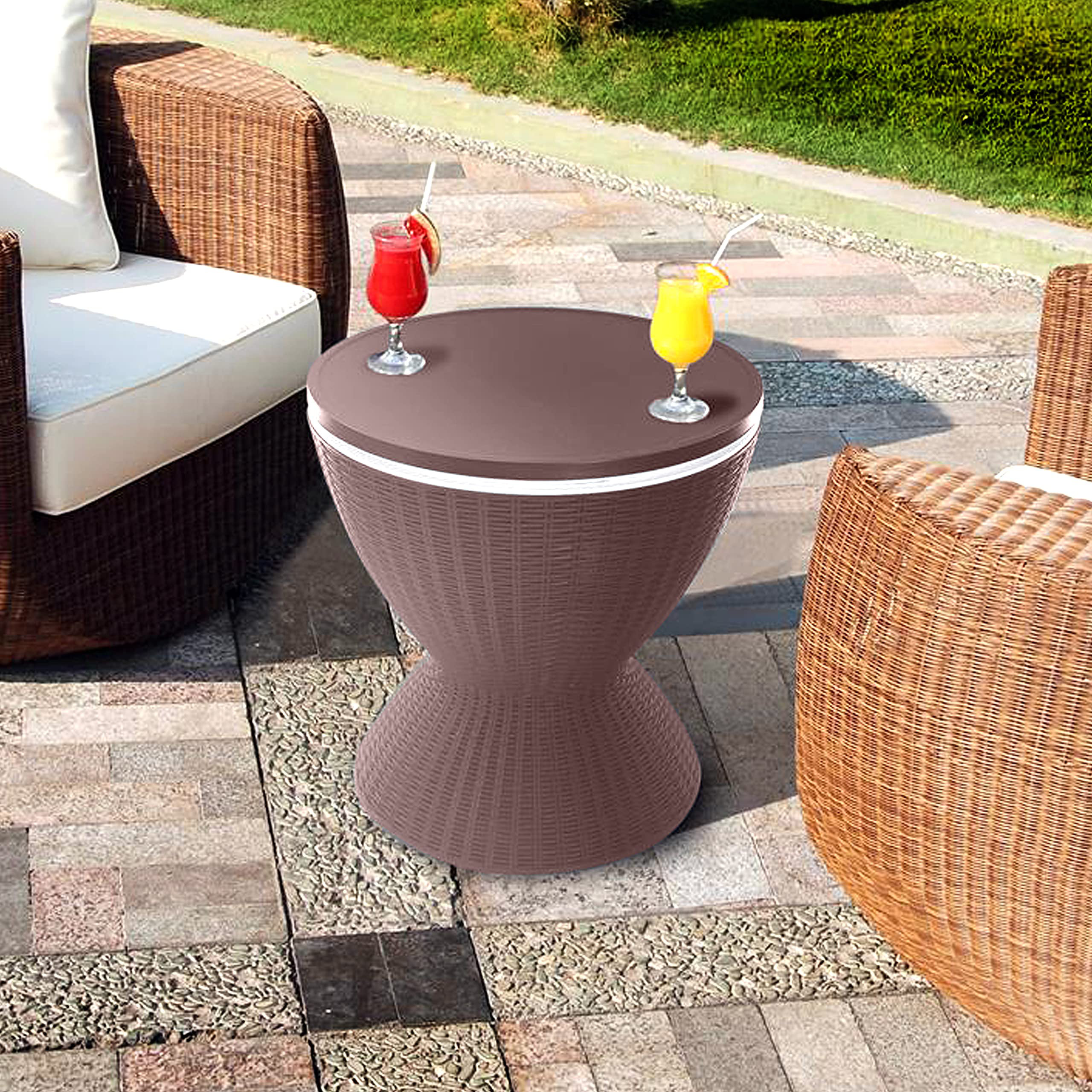 Latitude Run® Outdoor Cool Bar Table, 7.5 Gallon Beer And Wine Cooler ...