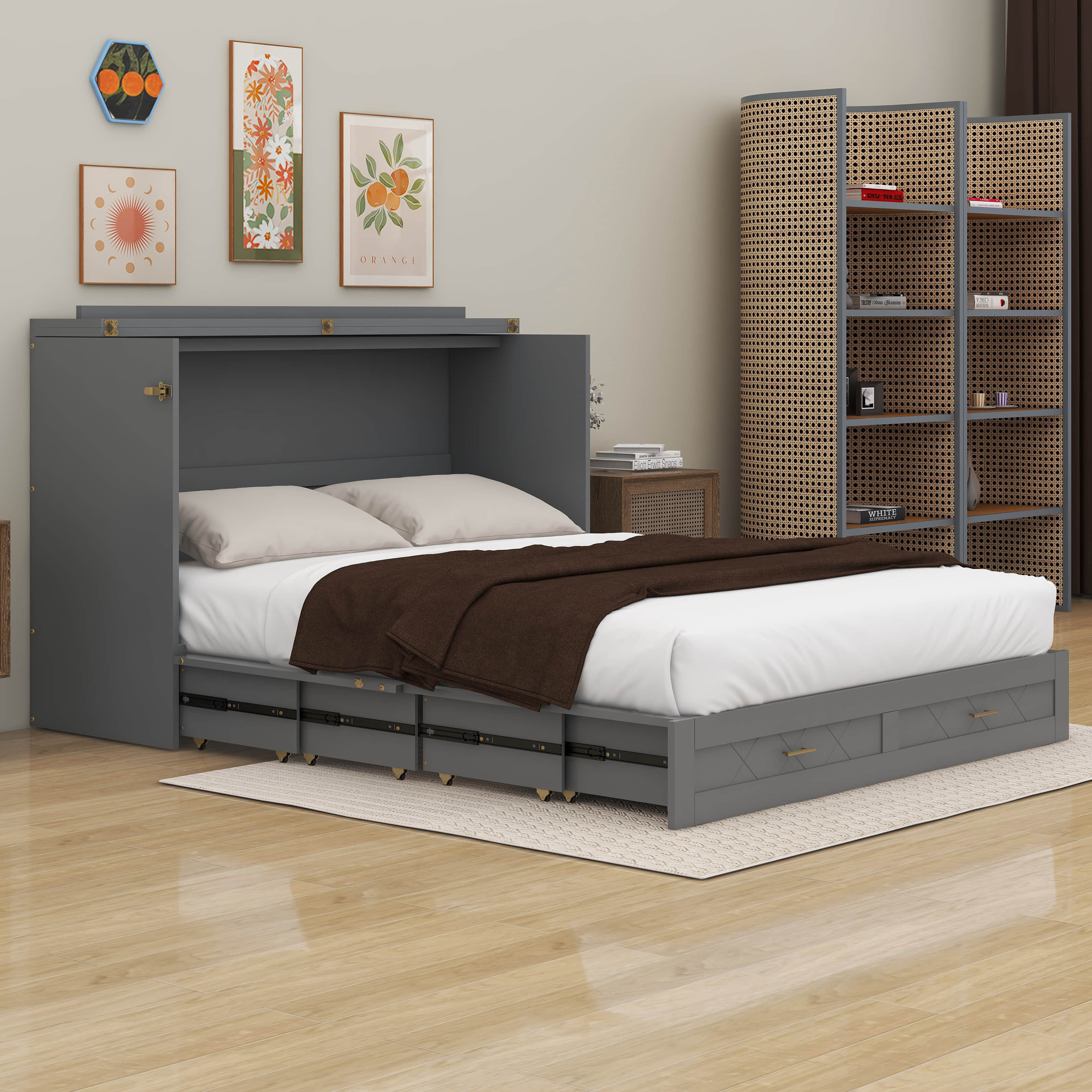Red Barrel Studio® Liniwa Murphy Bed Wall Bed With Drawer And Sockets ...
