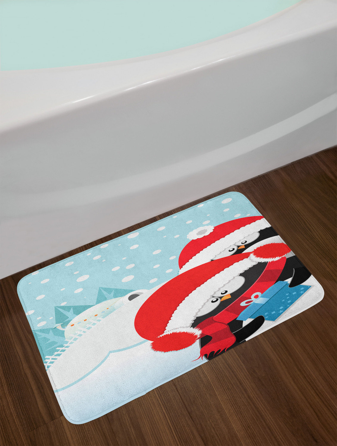 East Urban Home Penguins with Warming Clothes Holding a Gift on Igloo ...