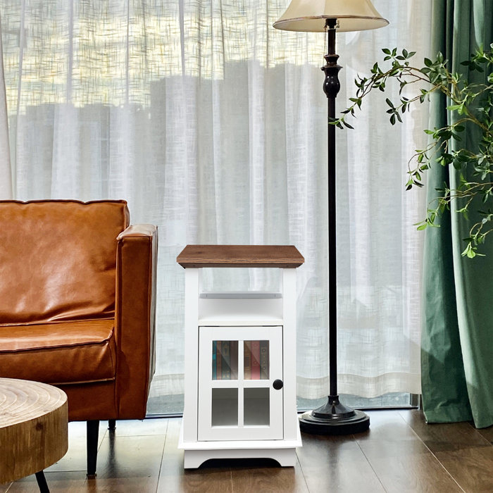 Red Barrel Studio® Boxley Tray Top End Table and Built-In Outlets ...