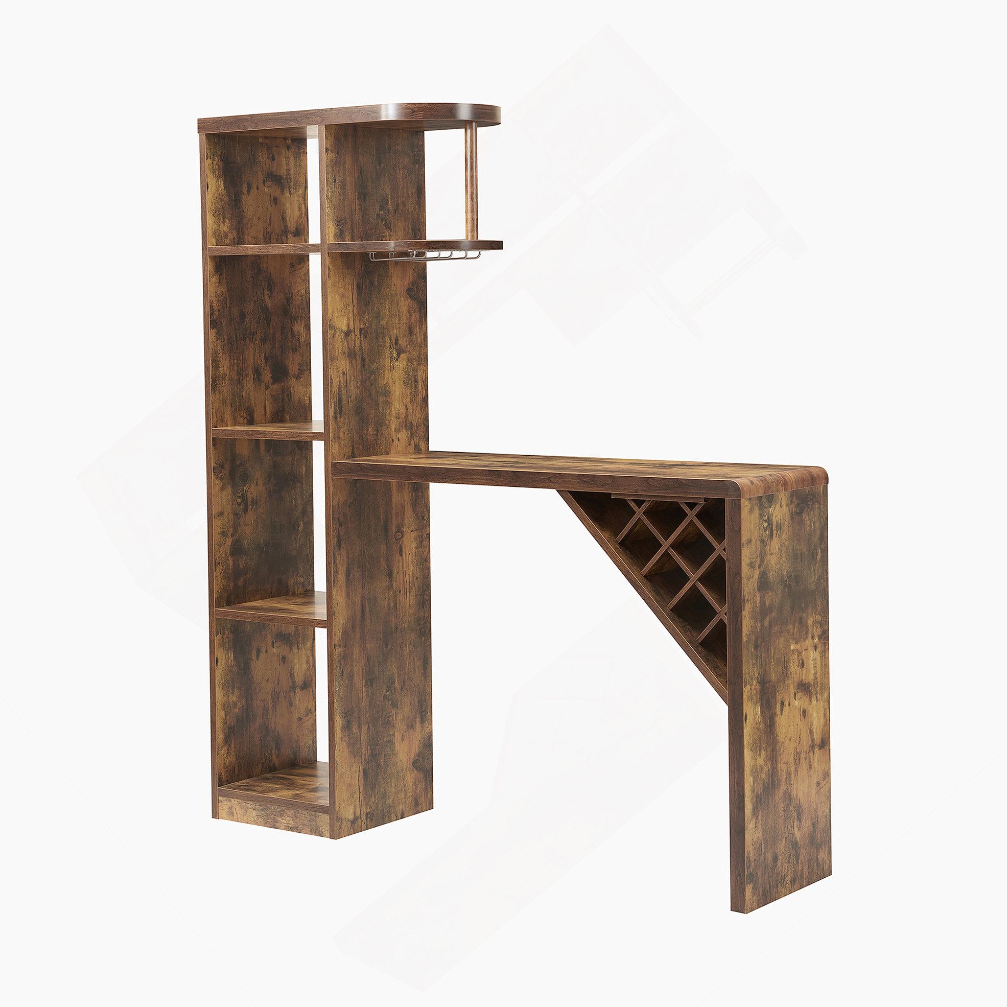 August Grove® Bar Table With Attached Wine Cabinet Metal Wine Glass ...
