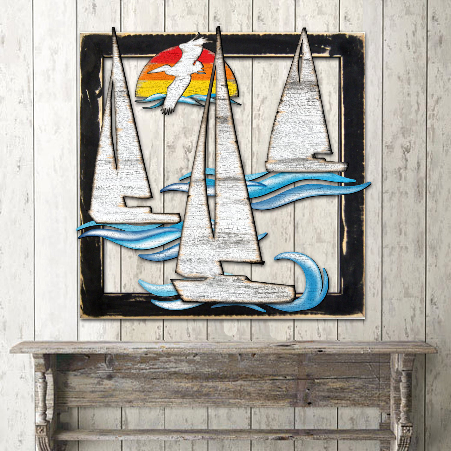 Breakwater Bay Sailing Boats Sunrise Wall Decor | Wayfair