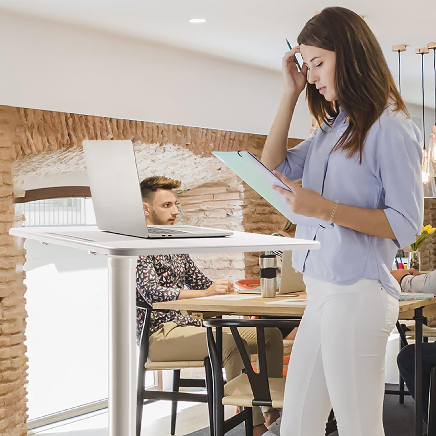 Brayden Studio Ambidextrous Standing Desk Adjustable Height Rolling ...