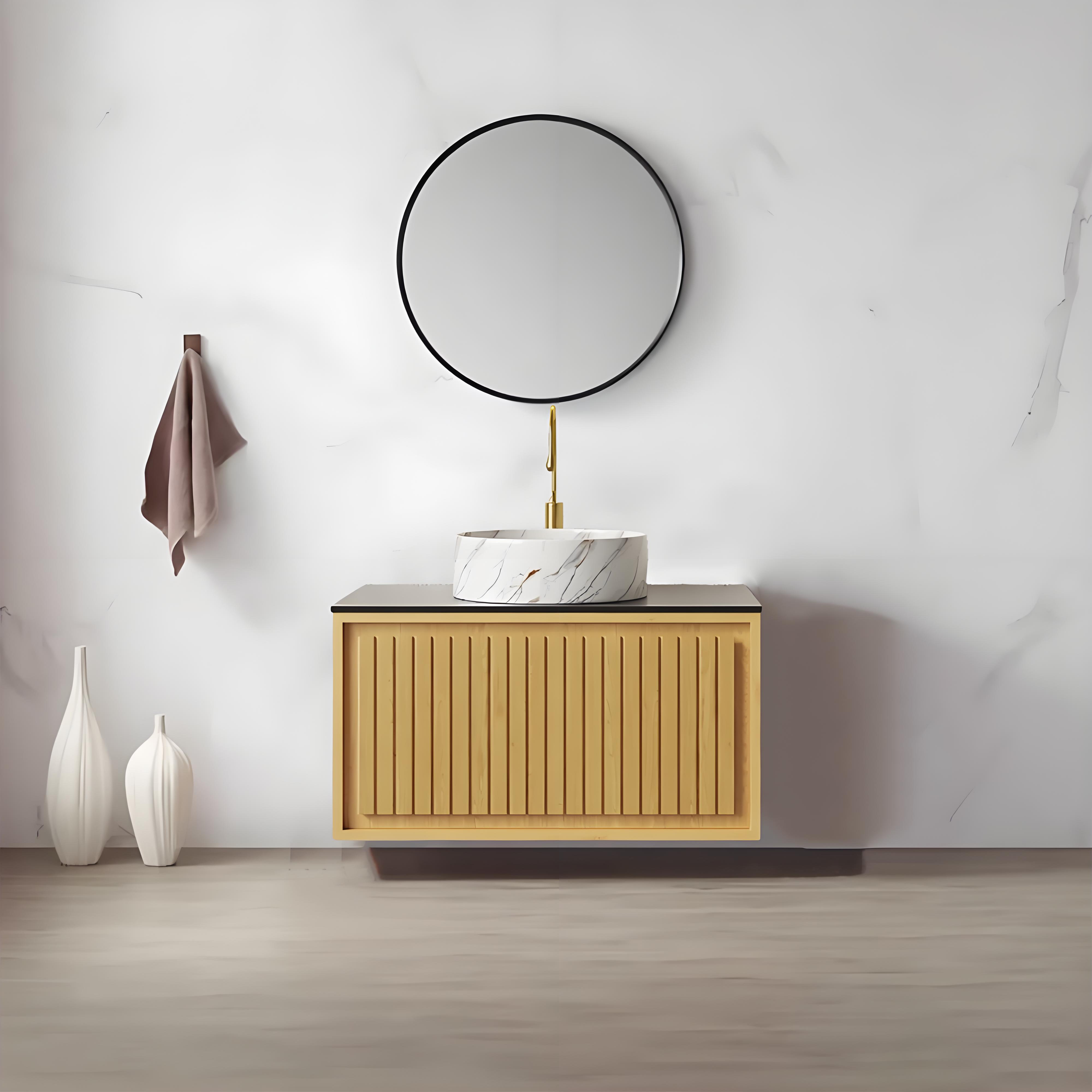 Wrought Studio™ 30” Modern Suspended Bathroom Vanity With Black ...