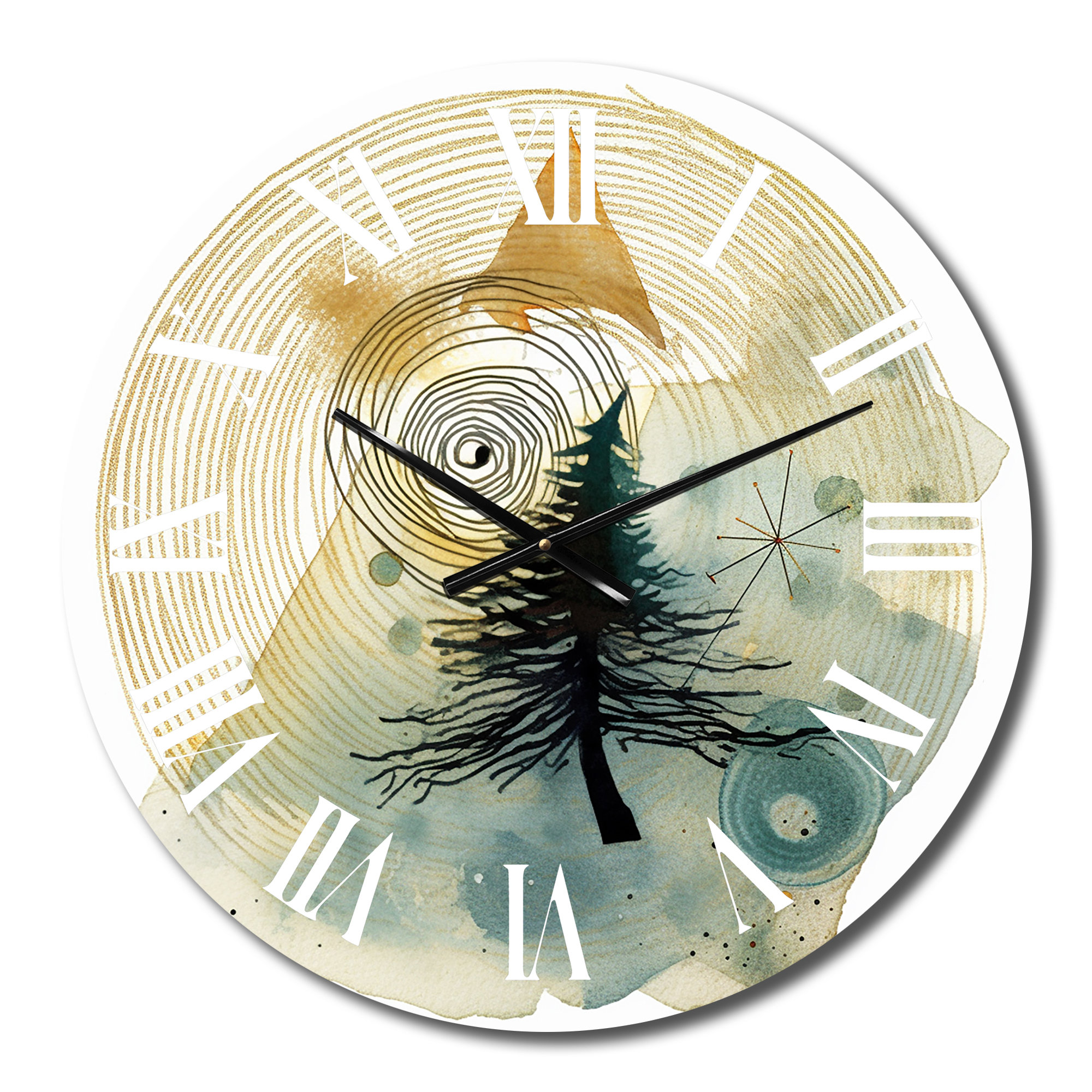 Design Art Abstract Landscape Of Mountains Moon And Tree V Metal Wall ...