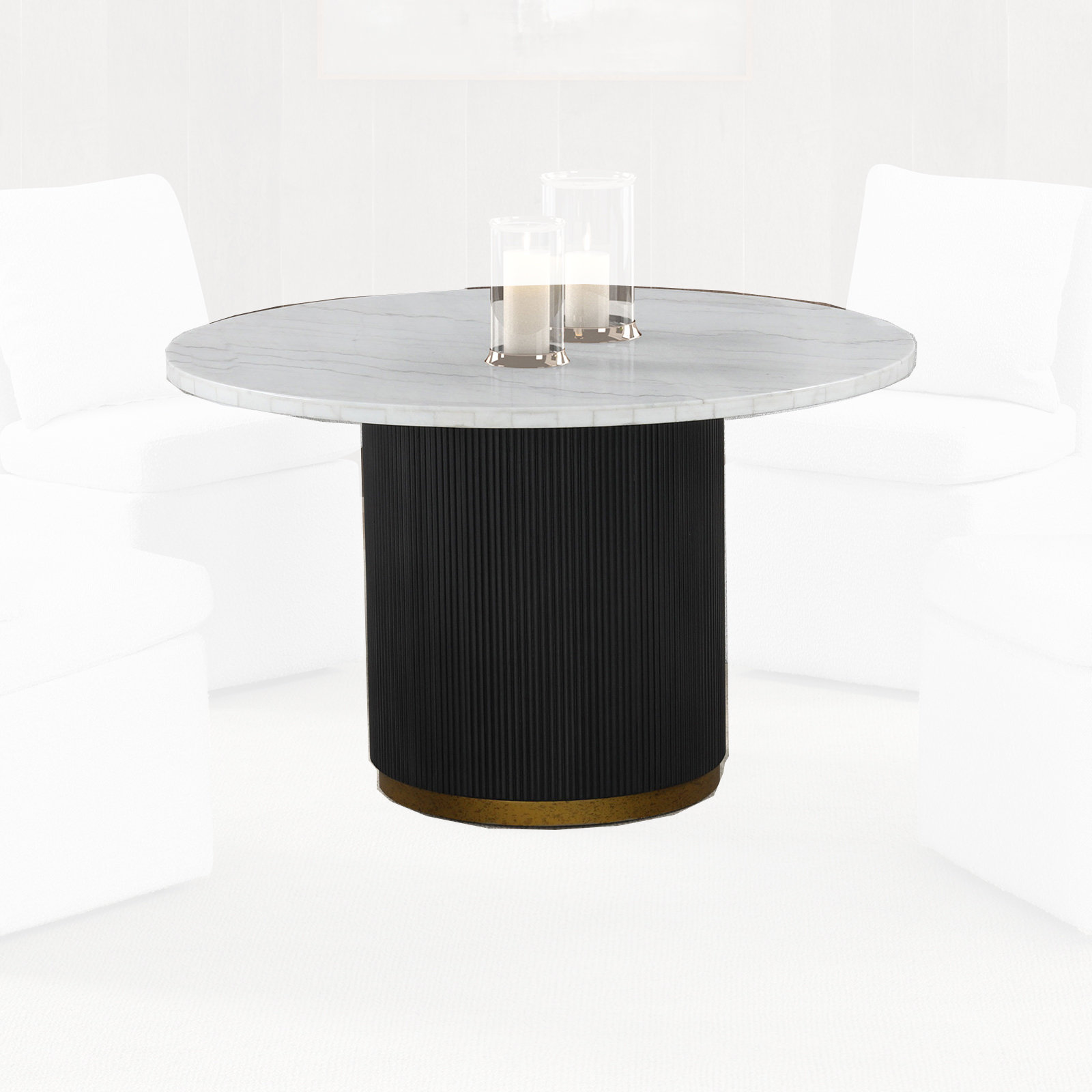 Hokku Designs Aanijah Marble Top Round Dining Table | Wayfair