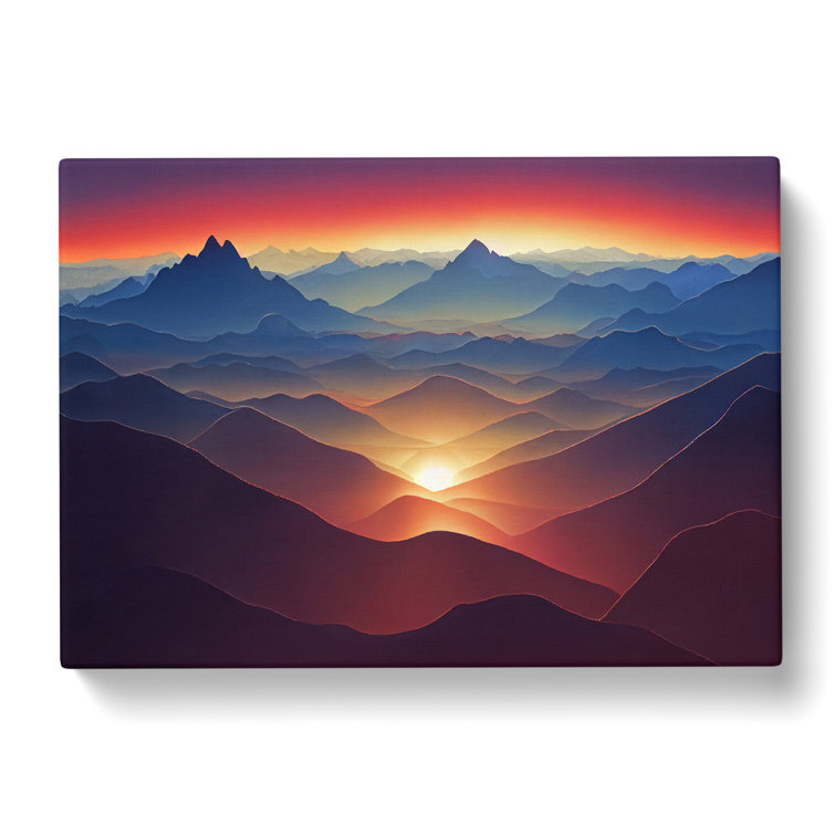 Union Rustic Majestic Mountain Sunset - Wrapped Canvas Graphic Art ...