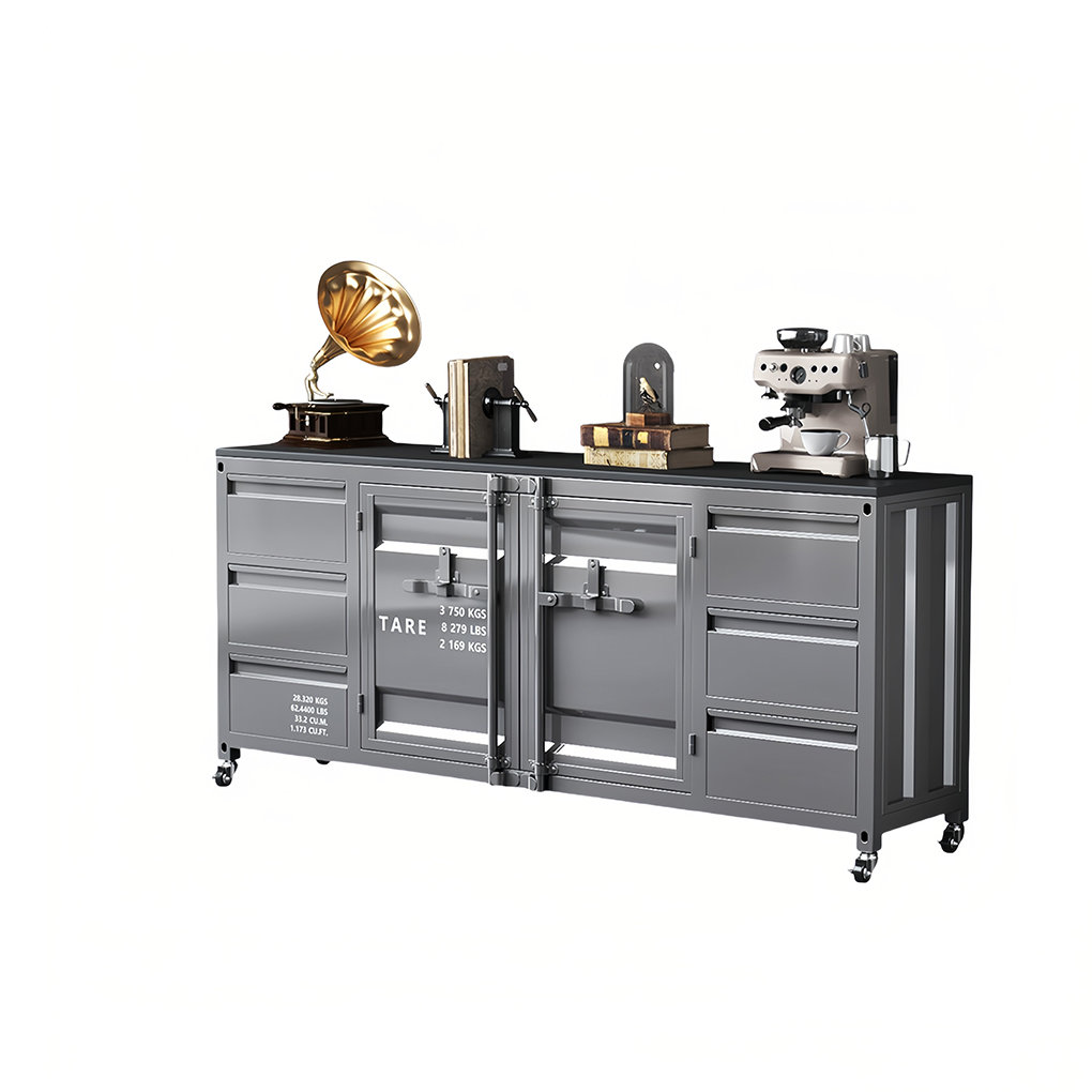 17 Stories Wrought Iron Industrial-Style Container Storage Workbench ...