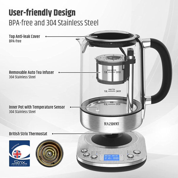 Razorri Electric Tea Maker 1.7L with Automatic Infuser for Tea Brewing ...