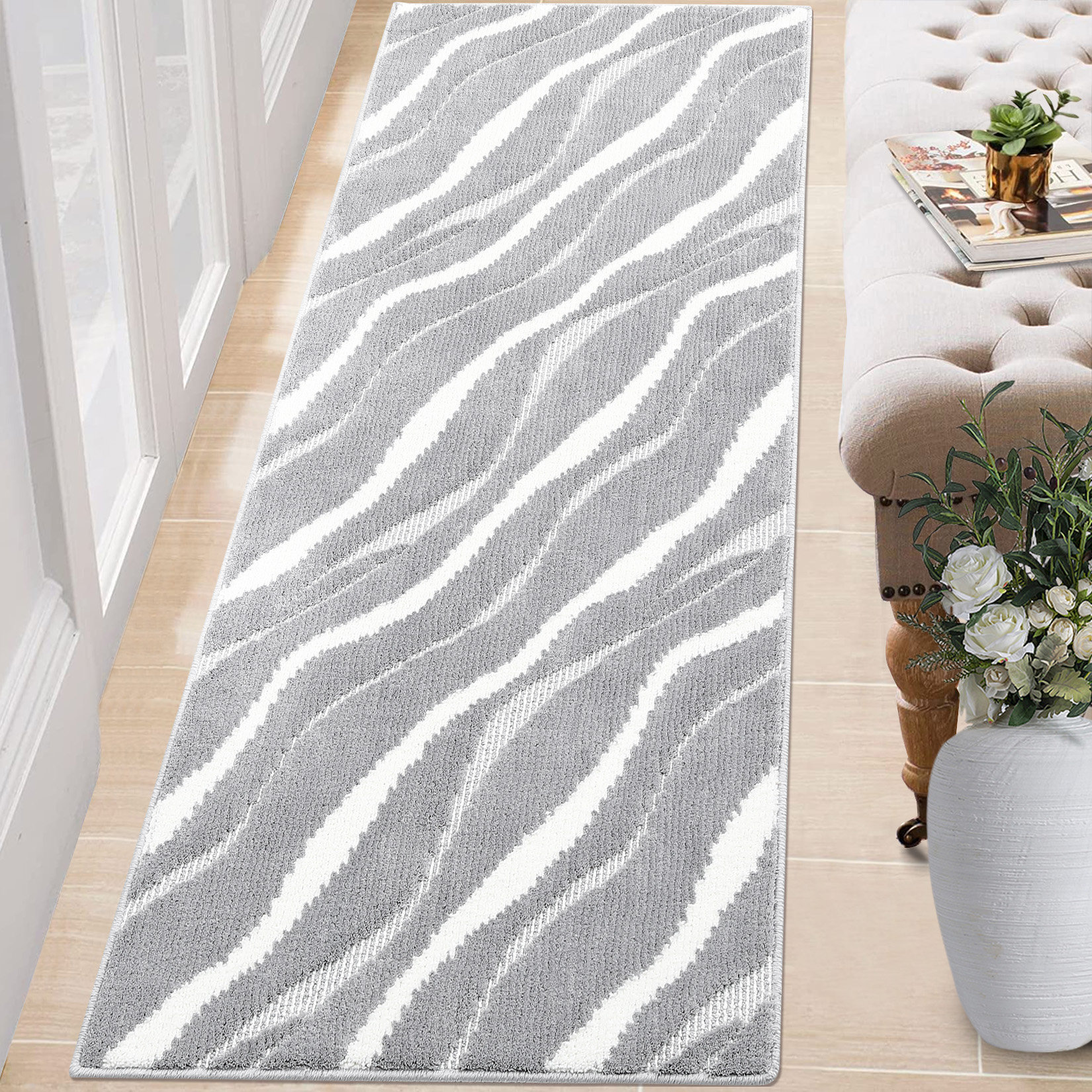 Wrought Studio™ Modern Rug Abstract Plush Rug Non-Slip Rug Geometric ...