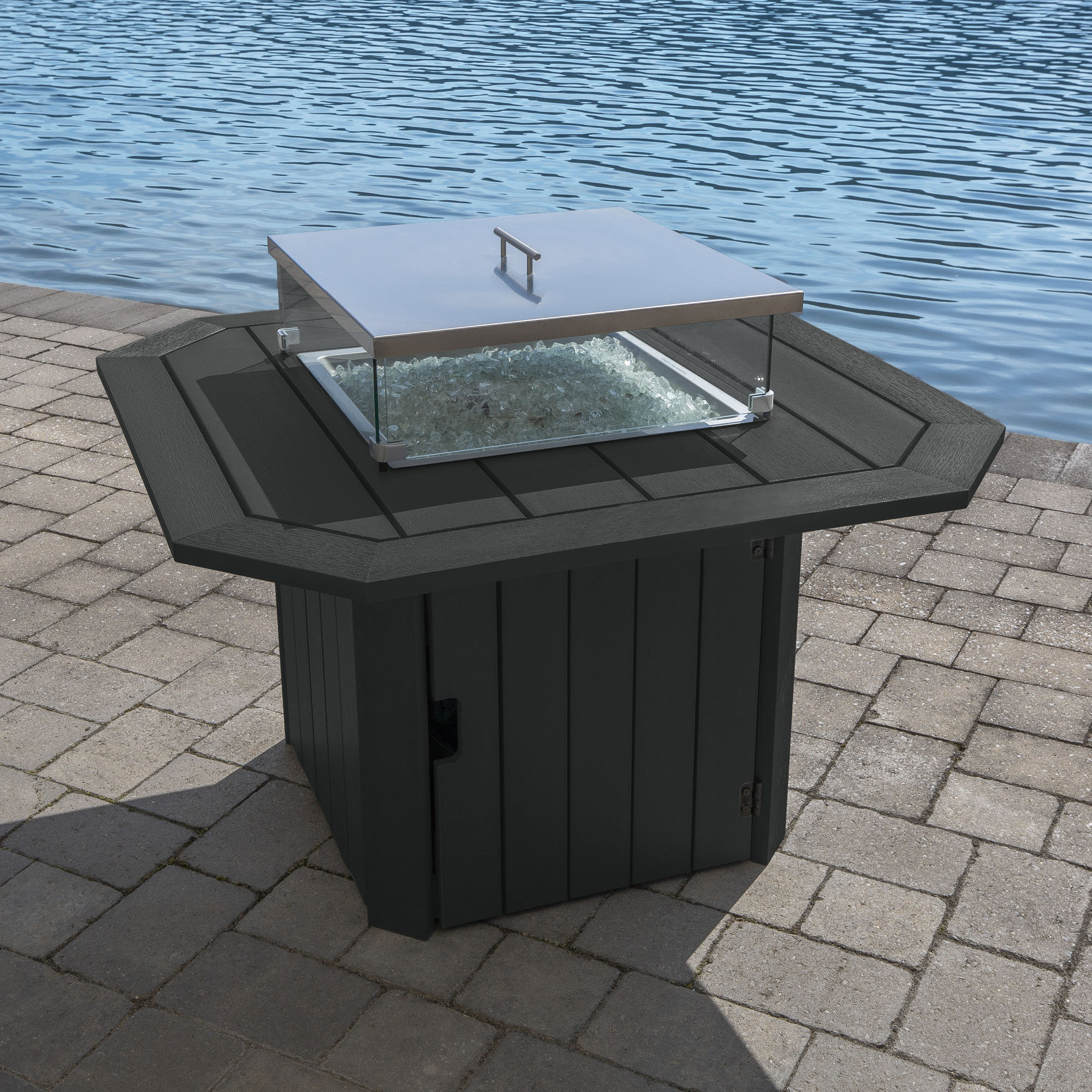 Arlmont & Co. Strella 24'' H x 40'' W Polyresin Propane Outdoor Fire ...