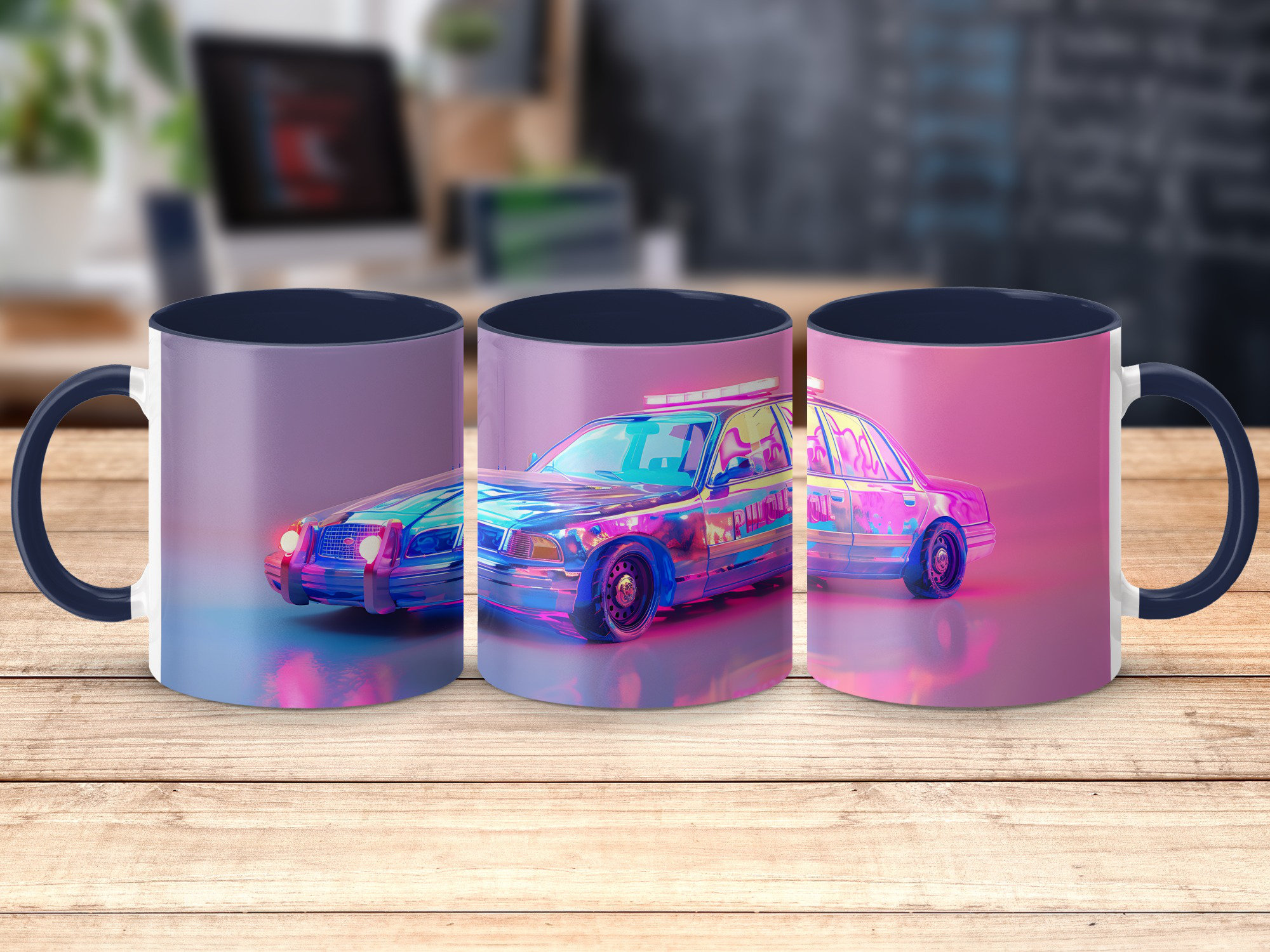 East Urban Home Colourful 3D Design 11oz Accent Mugs – White Ceramic ...