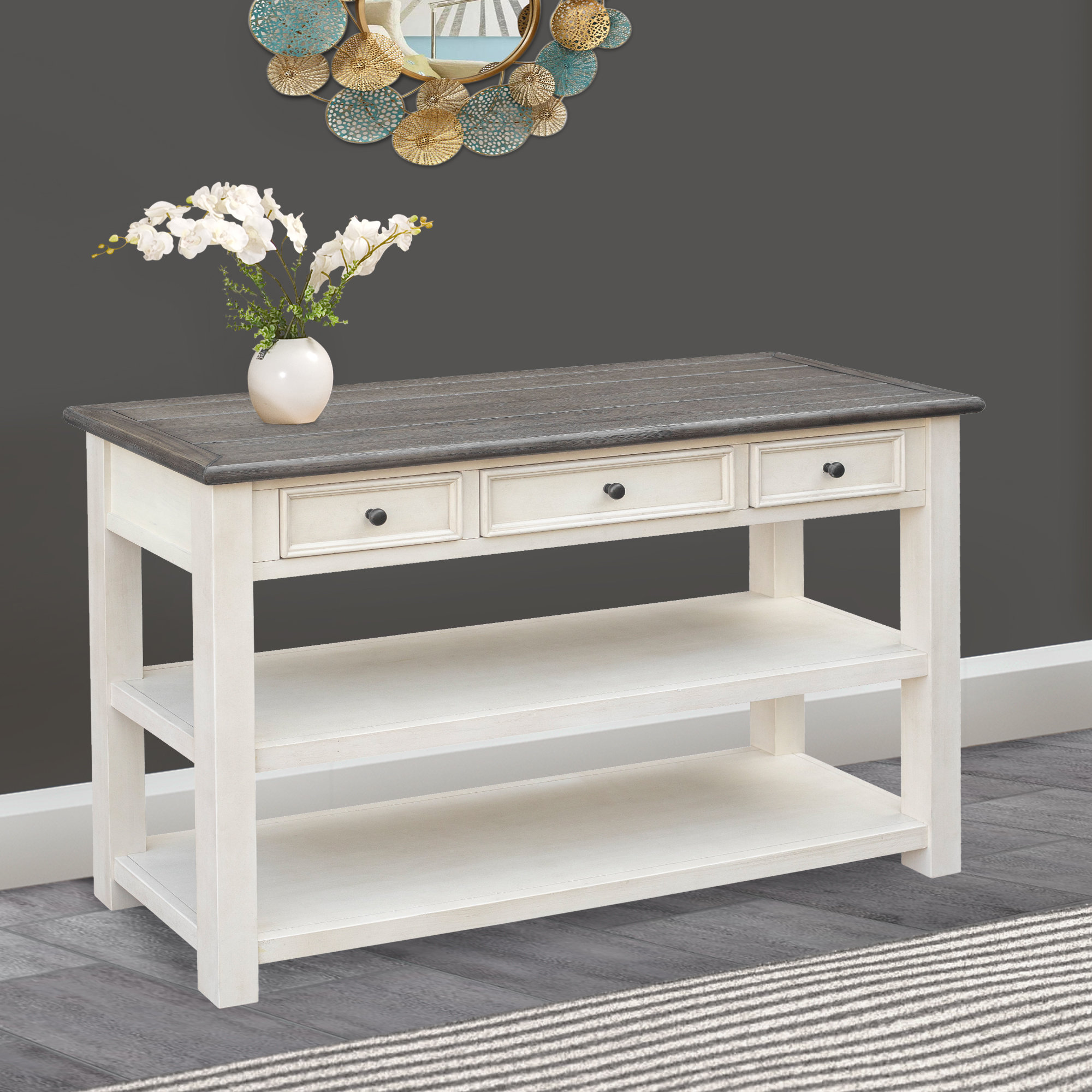 Gracie Oaks Liberty Beila Three Drawer Console Table | Wayfair