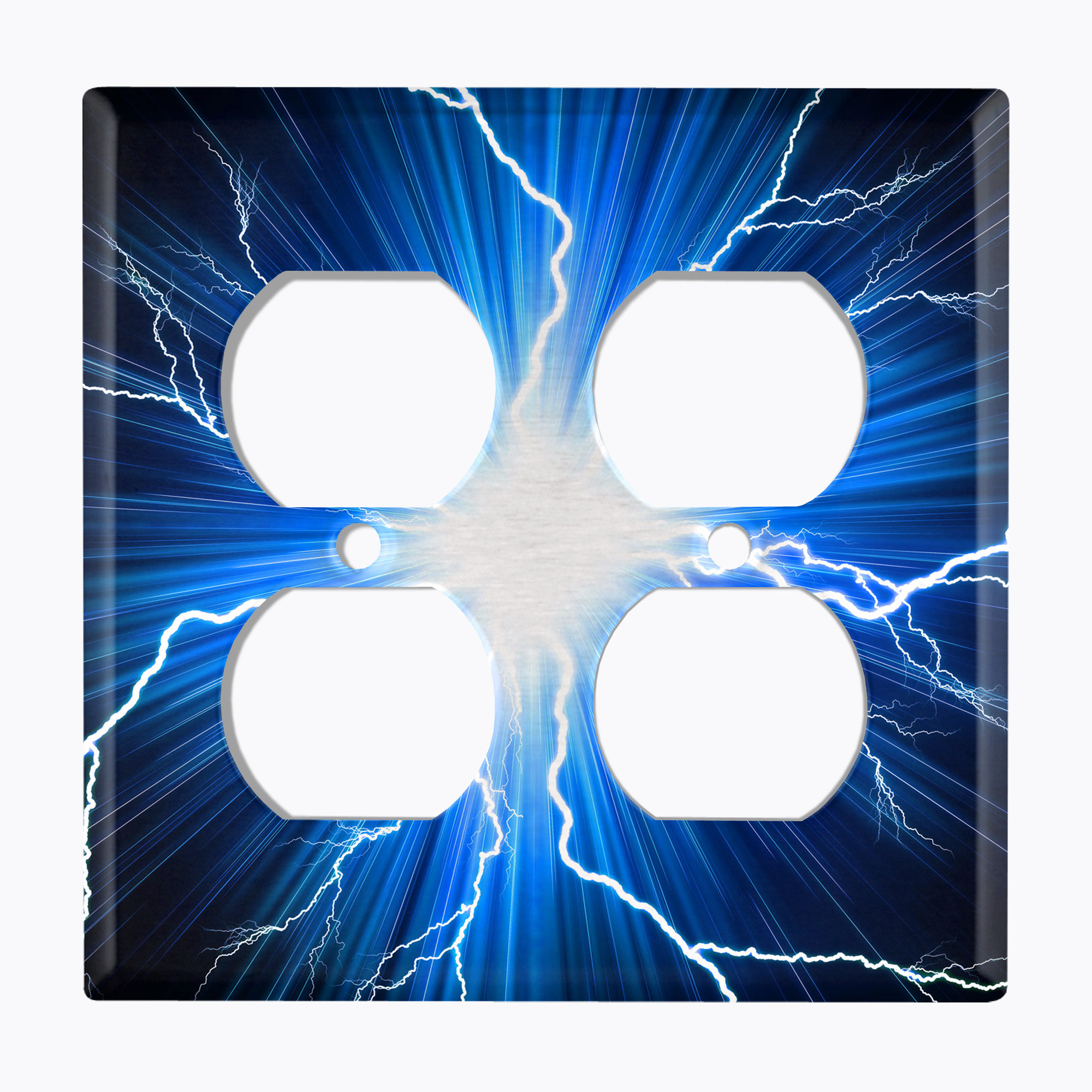 WorldAcc Metal Light Switch Plate Outlet Cover (Lightning Blue - Double ...
