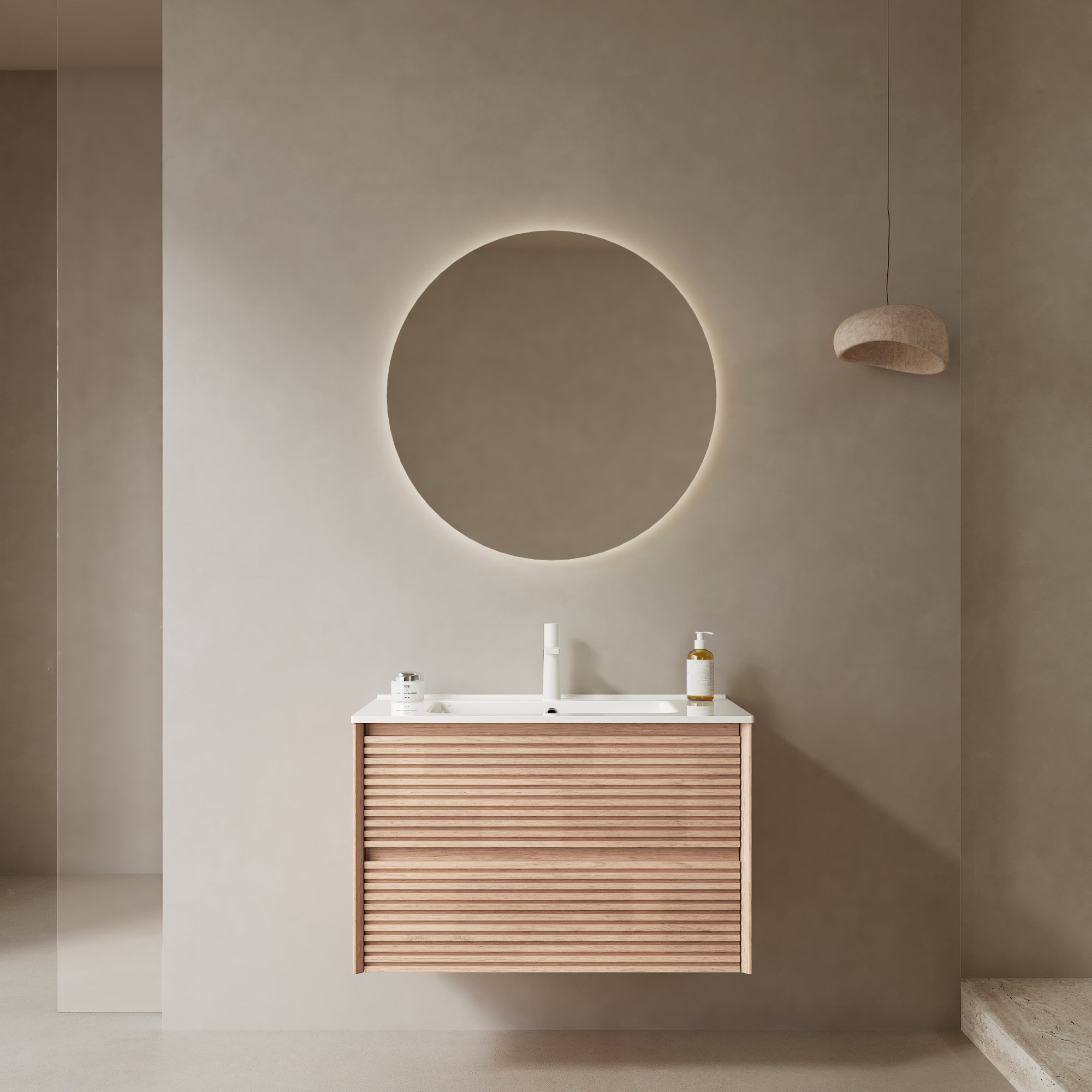 Latitude Run® Bron 30" bathroom vanity with sink, wall-mounted floating ...