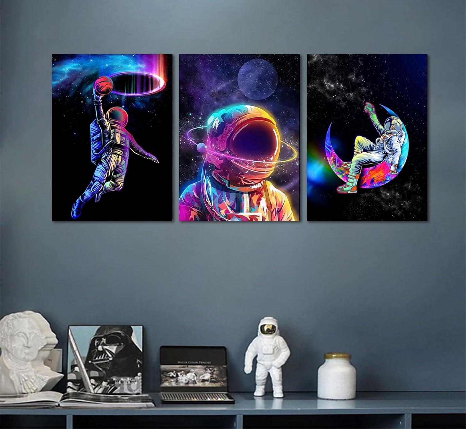 Latitude Run® 3Pcs Cool Astronaut Canvas Wall Art Universe Space Boy ...