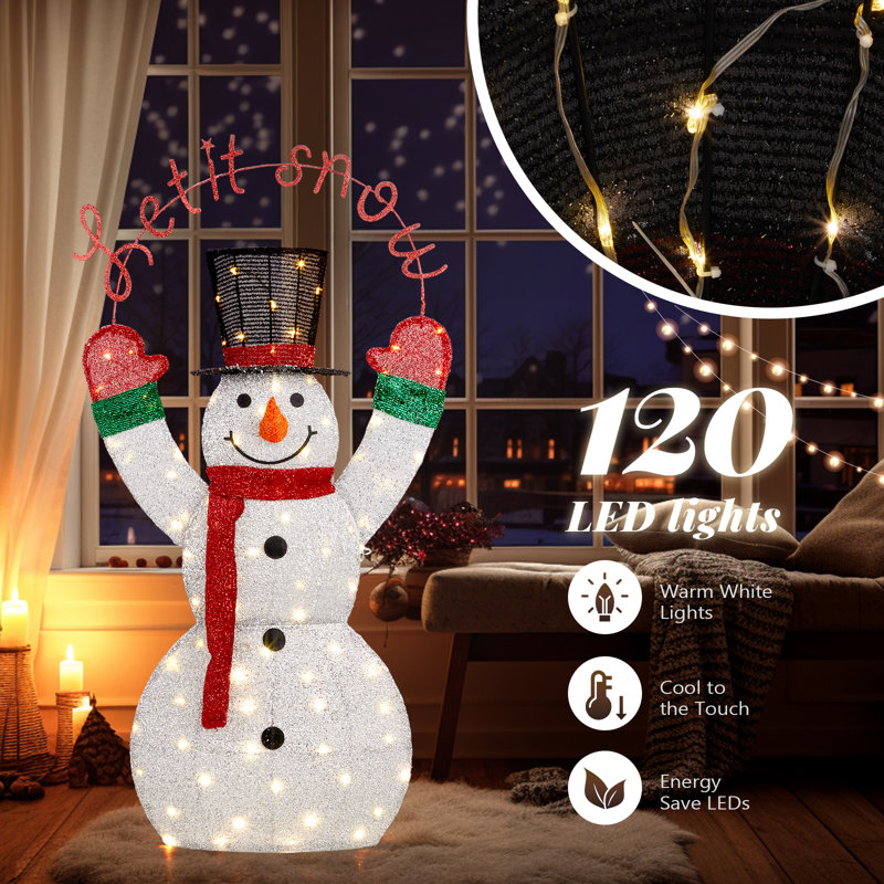 The Holiday Aisle® Lighted Snowman 2d Christmas Decoration & Reviews ...