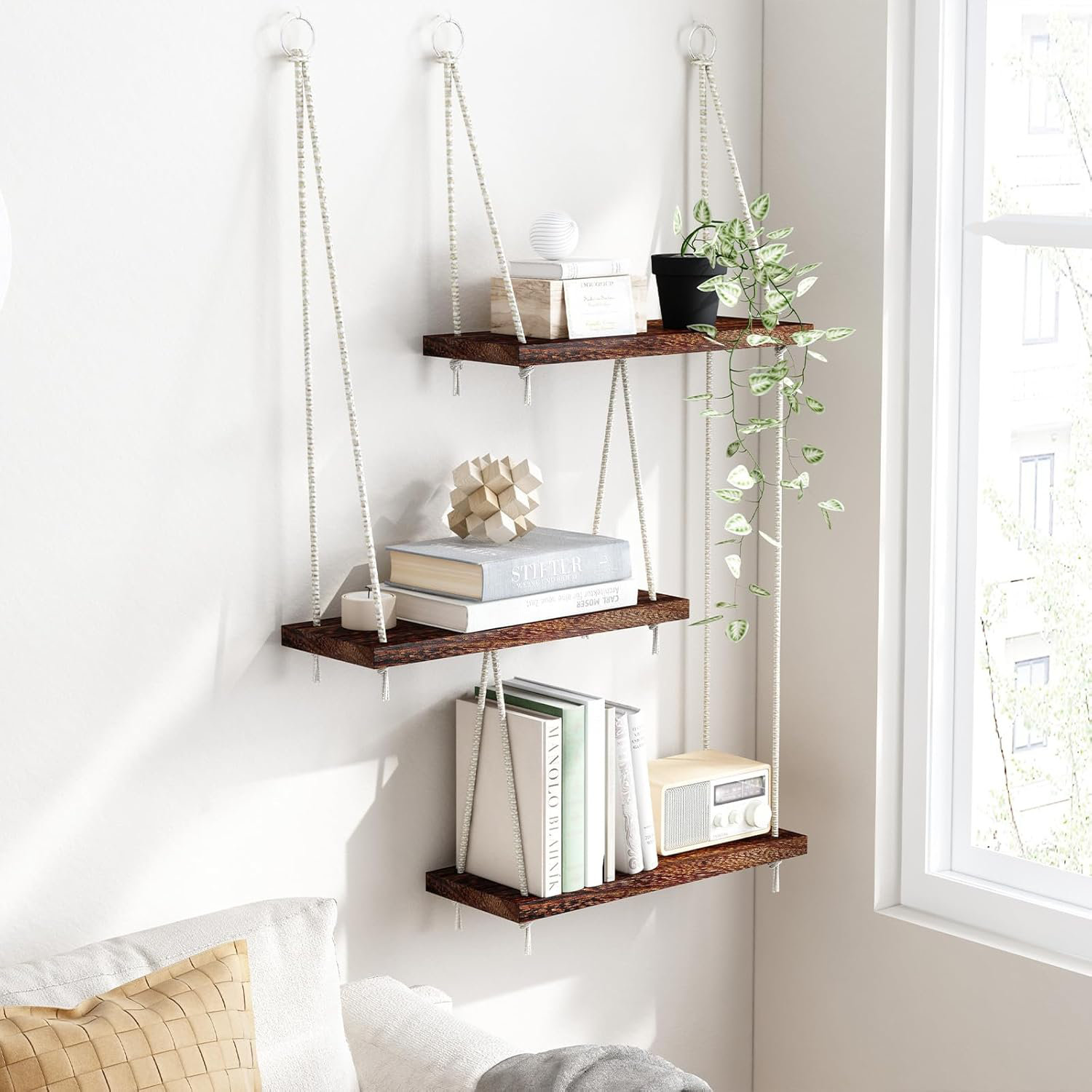 Longshore Tides Rustic Hanging Shelves for Wall | Wayfair