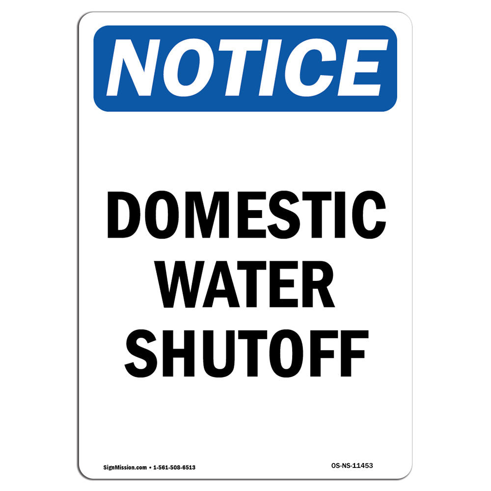 SignMission Notice Domestic Water Shutoff Sign | Wayfair